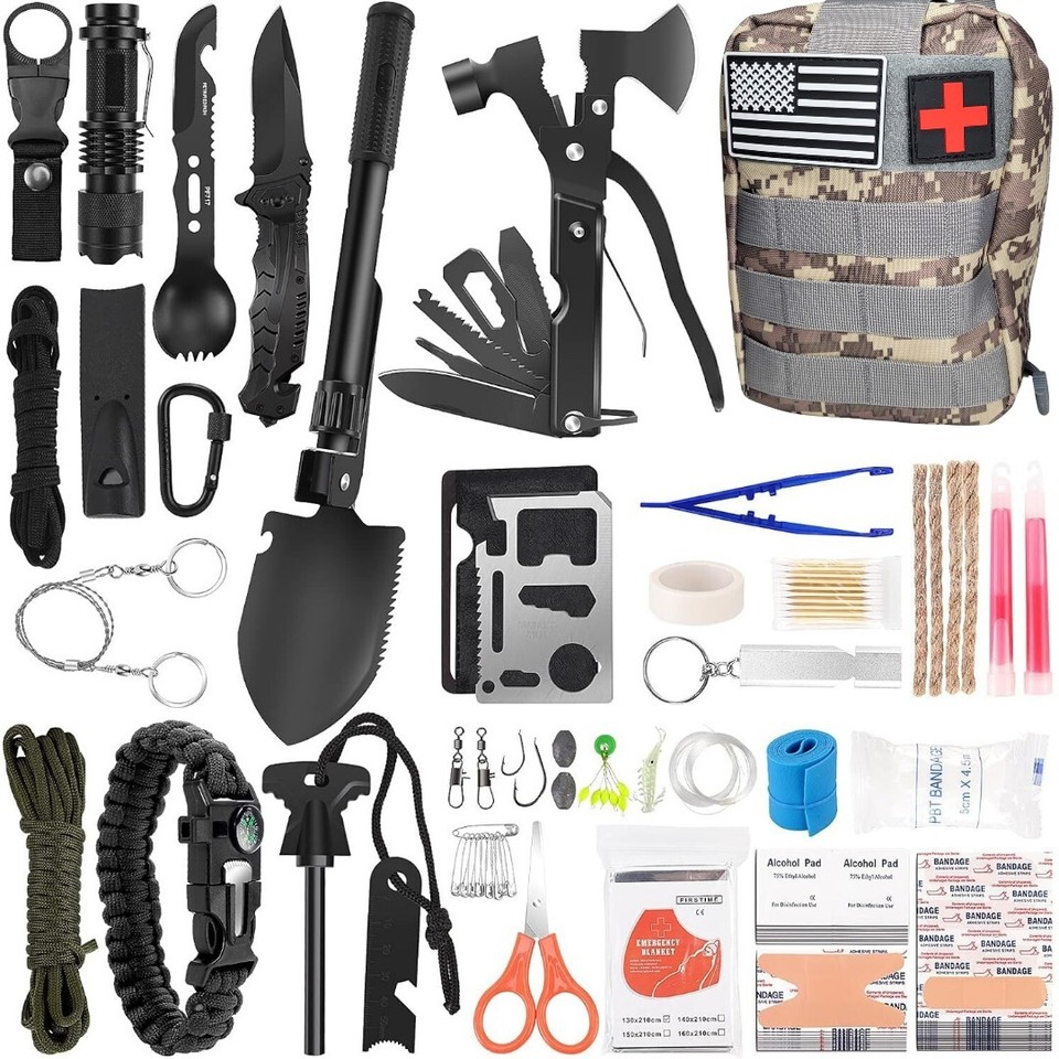 Compact Emergency Survival Kit For Camping Hunting Hiking Car RV Bug ...