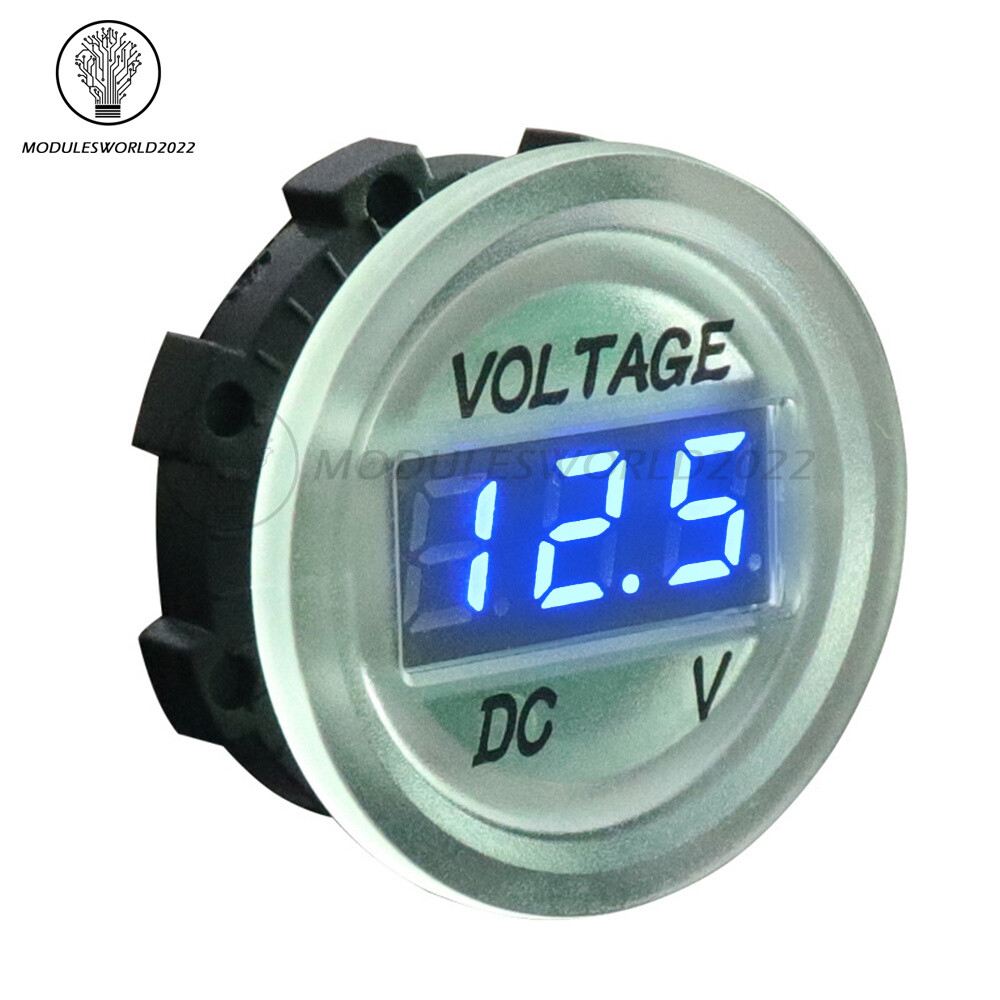 Round Digital LED Display Voltmeter Voltage Measuring Meter Range DC5 ...