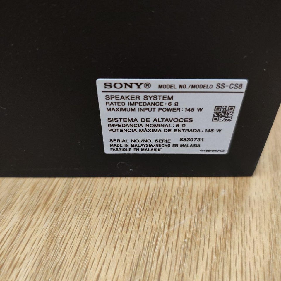 Sony SS-CS8 2-Way Center Channel Speaker Bass Reflex Black Very Good ...