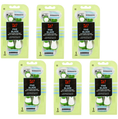6 Packs Walgreens Five Blade Razor 3 Per Pack Total 18 Disposable ...