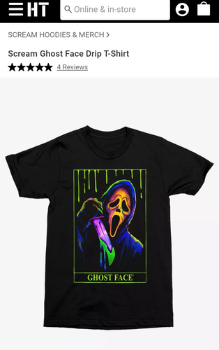 Scream Ghostface Neon Drip XL Tee Hot Topic Brand New Sealed Unworn ...