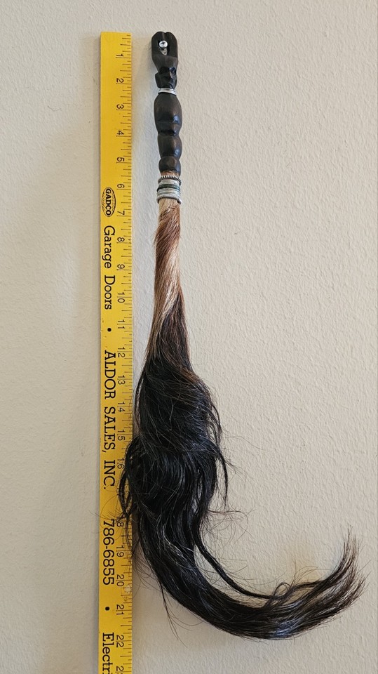 Vintage African Horsehair Fly Whisk – Hand Carved Wooden Handle Tribal ...