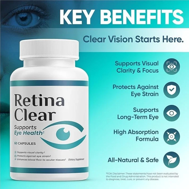 5-Pack Retina Clear Capsules, RetinaClear Supports Eye Health - 300 ...