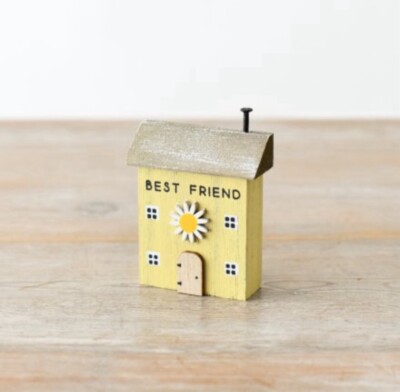 ‘Best Friend’ Yellow Wooden House Decoration/Gift 8.5cm | eBay UK