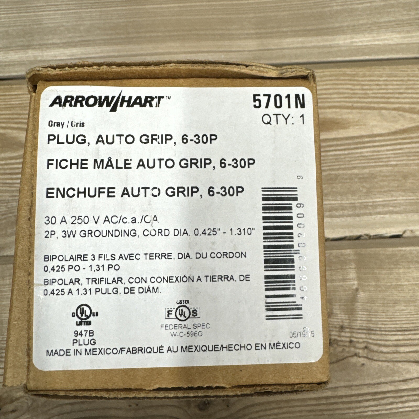 PLUG ARROW HART - 5701N Auto grip Plug 30A 250V - for sale online | eBay