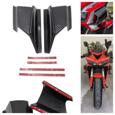 Pair Universal Motorcycle Side Winglets Air Deflector Wing Kit Procter ...