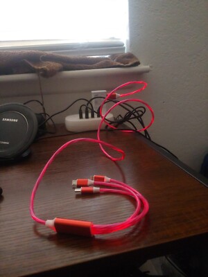 3 in 1 LED Fast Charging Cable Adapter For iPhone Micro USB Type C ...