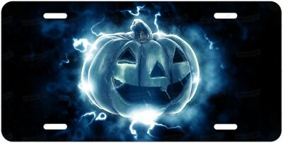 Halloween Electrified Pumpkin Personalized License Plate Tag For Auto ...