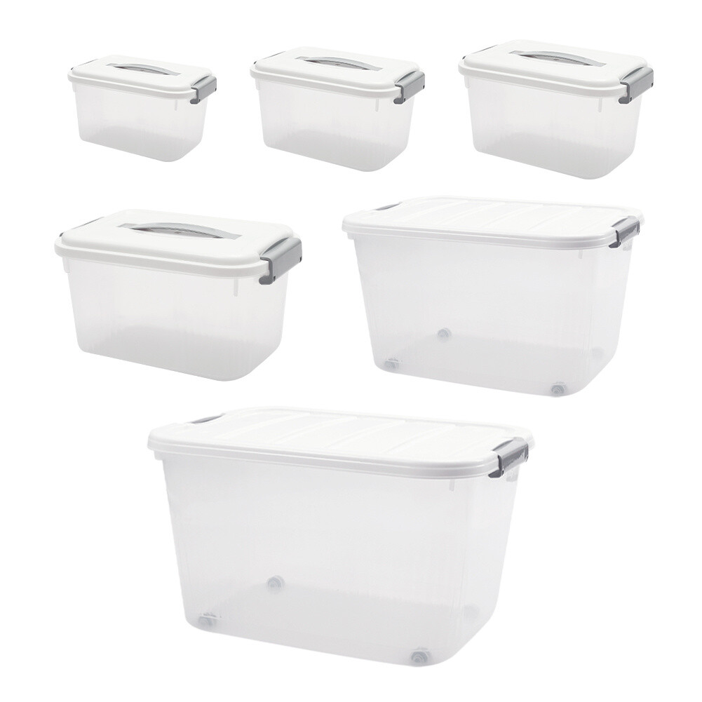 Large Lockable Plastic Storage Containers Clear Lock Storage Box 2 Pcs