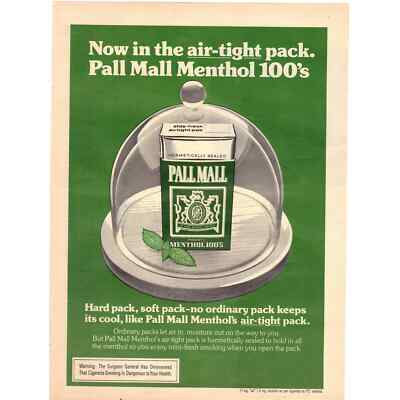 Vintage 1975 Print Ad for Pall Mall Menthol 100's Cigarettes | eBay UK