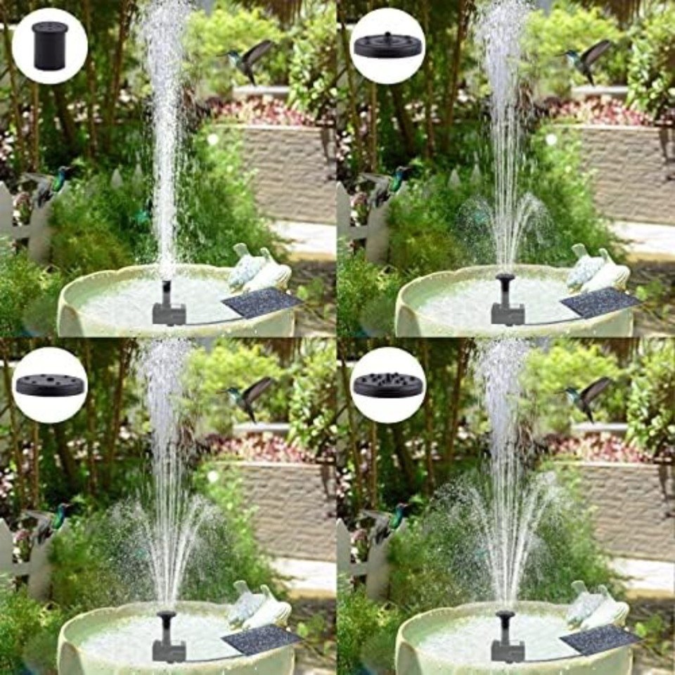 Solar Powered Garden Fountain Pump with 4 Nozzles for Water Decoration ...