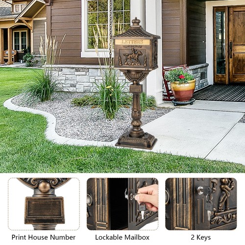 Cast Aluminum Mailbox with Post - Locking Residential Mailboxes for ...