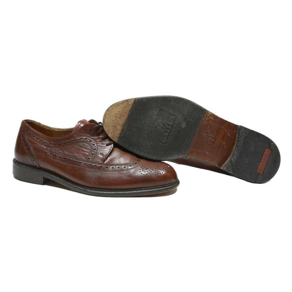 GALLUS Mens Brogue Leather Shoes Brown UK 8.5 Classic Lace-Up Dress ...