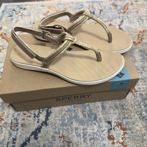NEW Sperry Women's Size 8.5 Seabrook Elsie Linen Python Sandals Comfort ...
