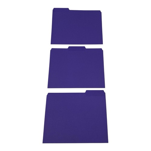 100 Folders Smead Letter Size Purple File Folders 1/3 Cut Top Tab ...