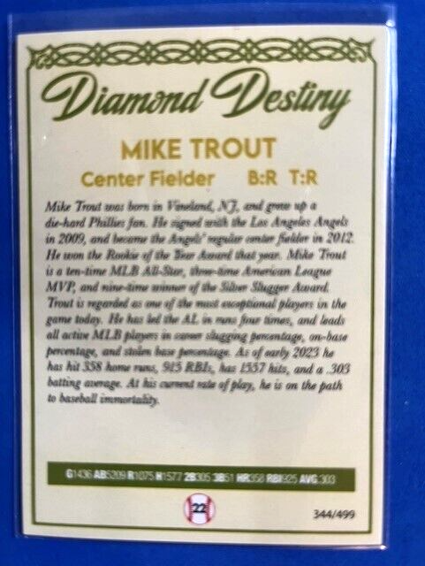Mike Trout 2023 Dick Perez Diamond Destiny #344/499 - Angels | eBay