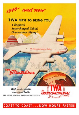 1940 TWA Boeing Stratoliner Transcontinental Flight - Advertising ...