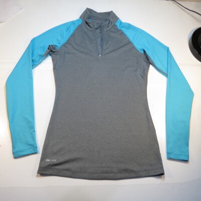 NIKE PRO DRI FIT FITTED 1/4 ZIP JERSEY ACTIVE WEAR SHIRT Sz Womens S ...