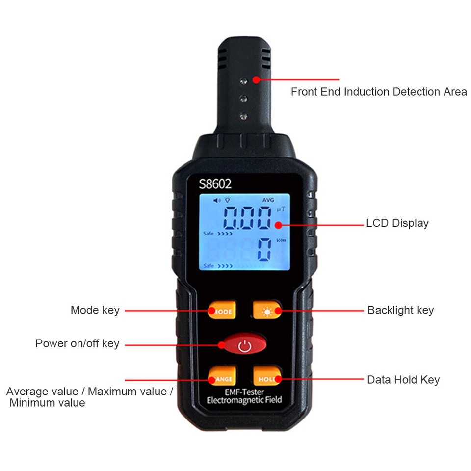 Digital EMF Meter LCD Electromagnetic Field Radiation Detector Megnetic ...