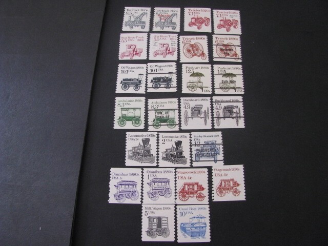 US Stamps 25 Assorted Transportation Series Stamps Never Hinged Unused ...