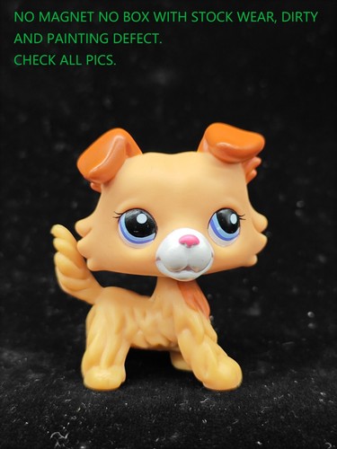 NO MAGNET NO BOX Littlest Pet Shop LPS #2452 Yellow White Collie Dog ...