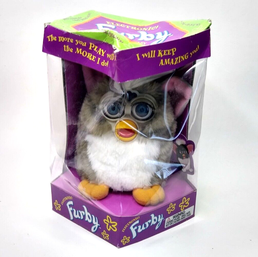 VTG First Edition Original Electronic 1998 Furby 70-800 Tiger, Grey White