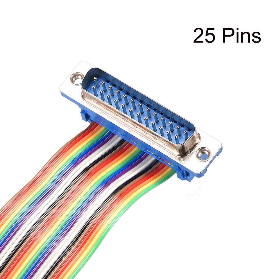 IDC Rainbow Wire Flat Ribbon Cable DB25 Male to DB25 Female,2.54mm ...