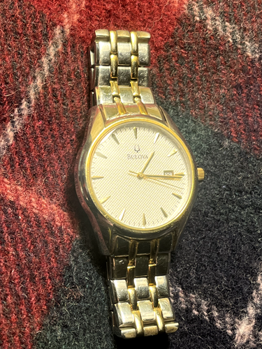 Bulova Men's Two Tone Stainless Silver Dial Quartz Watch 98B134 | eBay