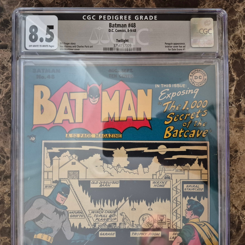Batman 48 CGC 8.5 1948 Penguin High Grade Golden Age Secrets of Batcave ...