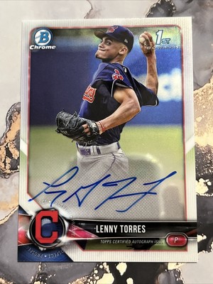 Lenny Torres 2018 Bowman Draft Chrome RC Rookie Auto 1st Cleveland ...