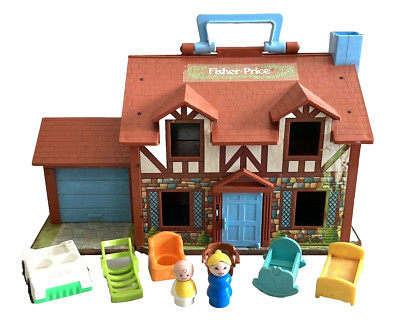 Vintage Fisher Price Little People Doll Tudor House With Accessories ...