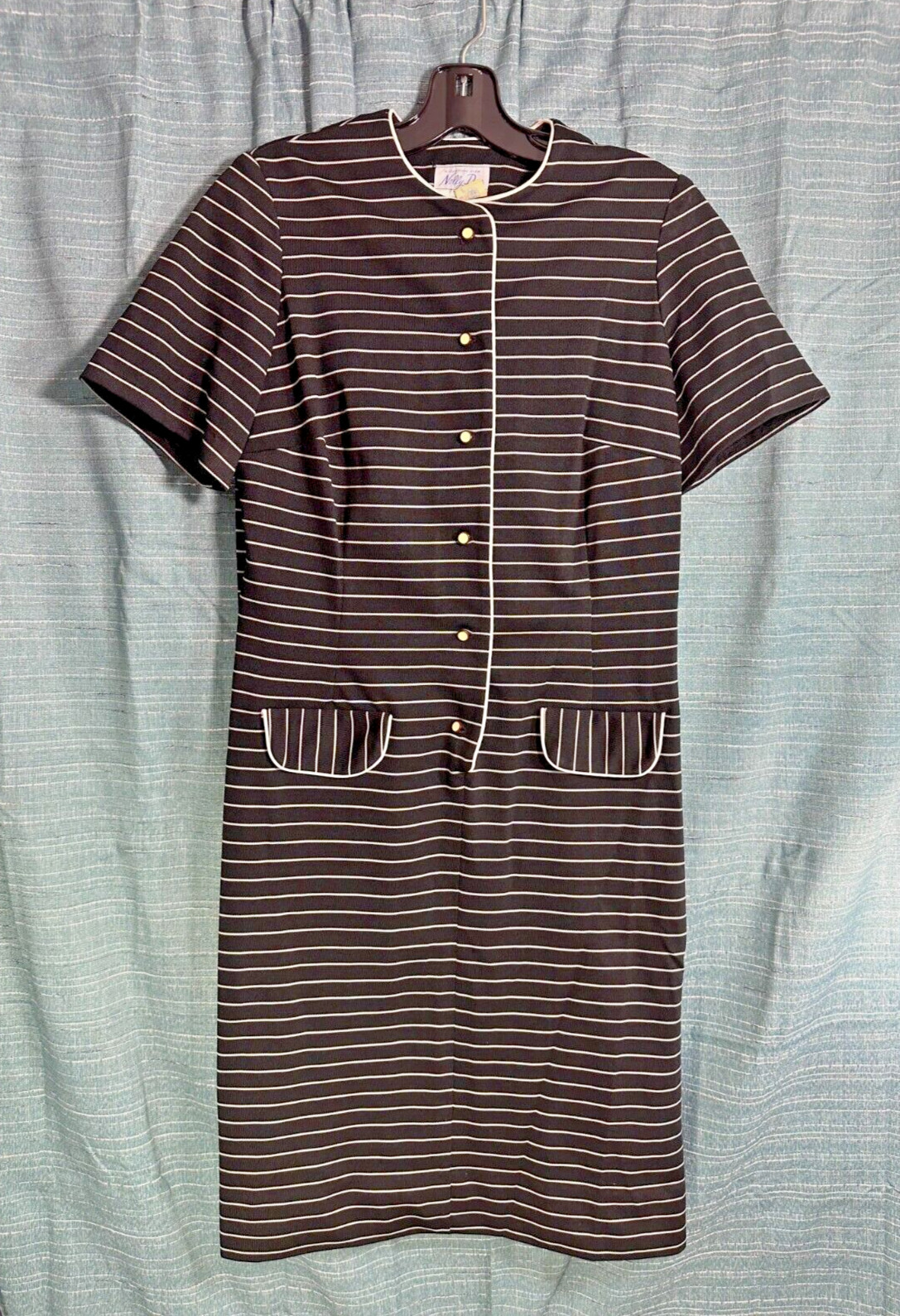 Vintage Nelly Don Black White Horizontal Pinstripe Bu… - Gem