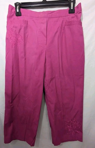 Alfred Dunner Size 8 Pink Capris W/Emb. Flower Design Elastic Back ...