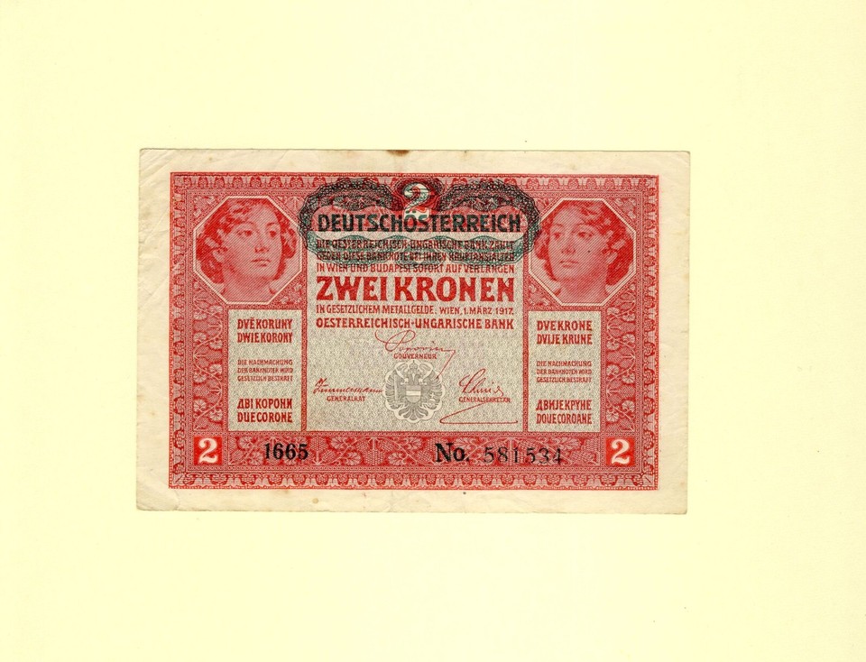 AUSTRIA/HUGARY 2 ZWEI KRONEN/ KET KORONA 1919 P-50 VF++ | eBay