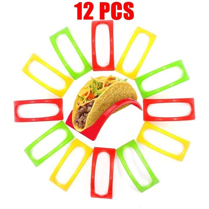 12 Pcs Colorful Stackable Taco Holder Stand for Soft and Hard Shell ...