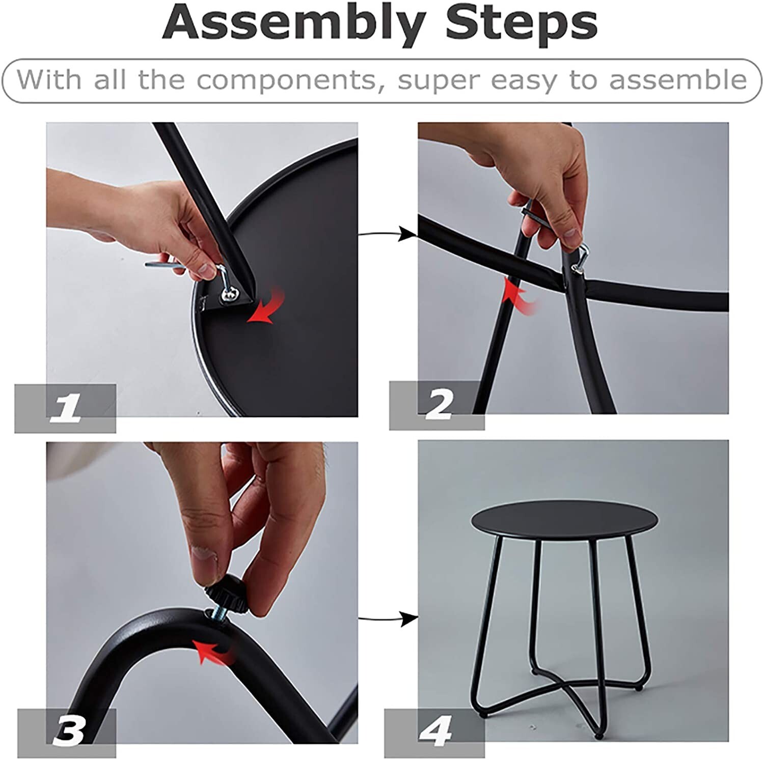 Patio Side Table, round Metal Side Table, Weatherproof, Portable ...