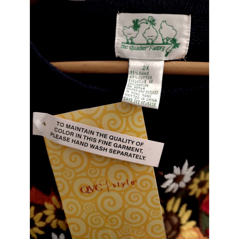 Quacker Factory QVC embroidered plus size 2X fall sweater pumpkin motif ...