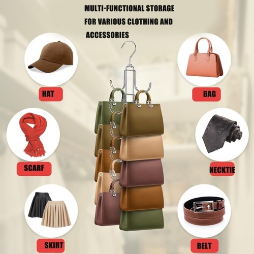 Space Efficient Rotating Bag Storage Hook Multi Layer Door Hanger for ...