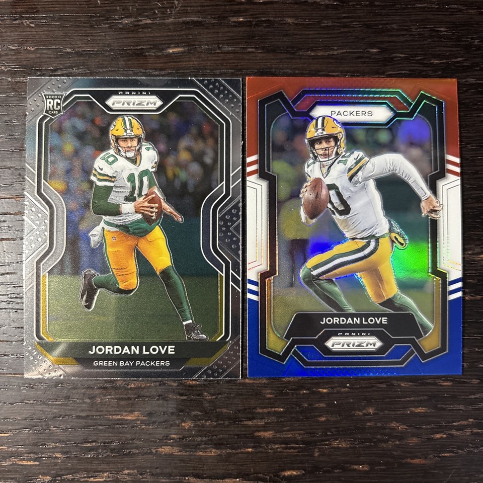 Jordan Love NFL Football Card Lot (2)- 2020 Prizm 363 Rookie, RWB ...