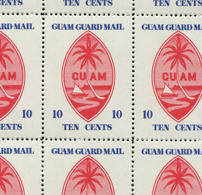 8 VINTAGE GUAM GUARD MAIL Poster Stamps (L1142) USA POSSESSIONS WW2 ...