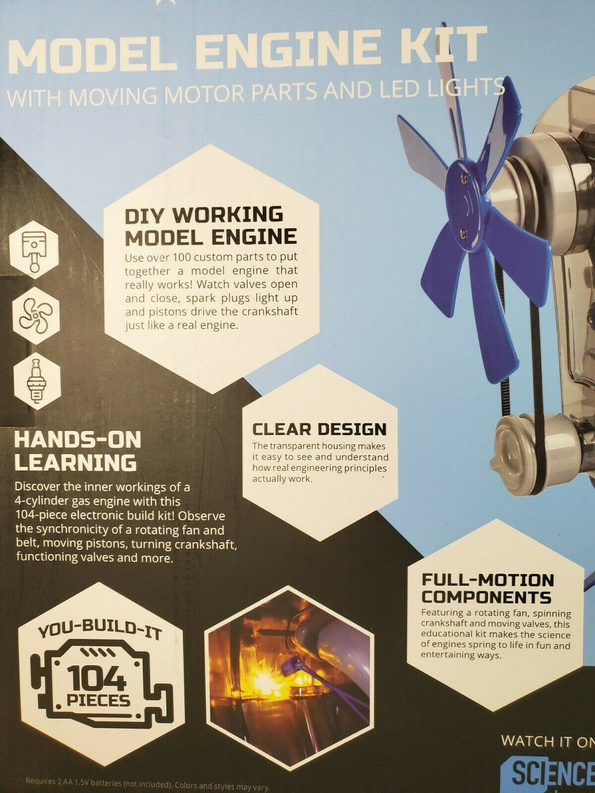 DISCOVERY MINDBLOWN MODEL ENGINE KIT W/MOVING PARTS AND LIGHTS NEW 104 ...