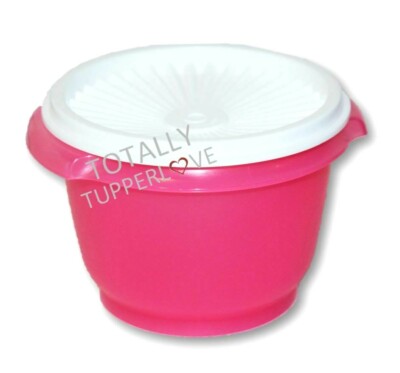 Tupperware Servalier Bowl 20 oz. Pink Base & White Instant Accordion ...