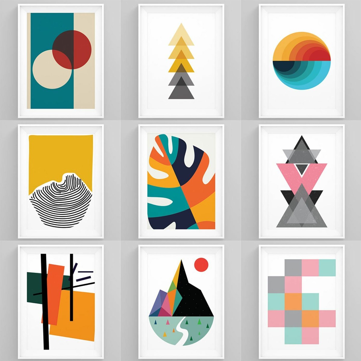 Geometric Art Prints Canvas Print : Vibrant Geometry Abstract Wall