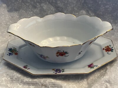 vintage Furstenberg paneled gravy boat and cover plate. Scattered ...