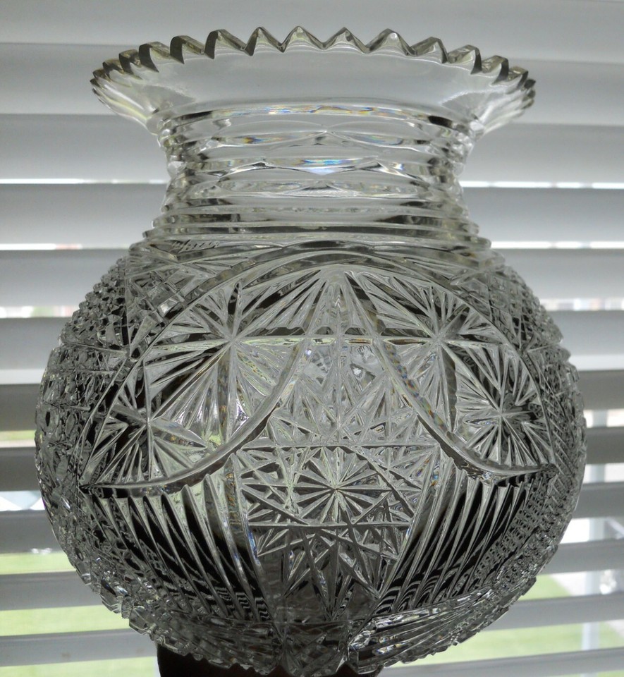Vintage Cut Glass Flower Center Vase Cut Glass Signed | eBay