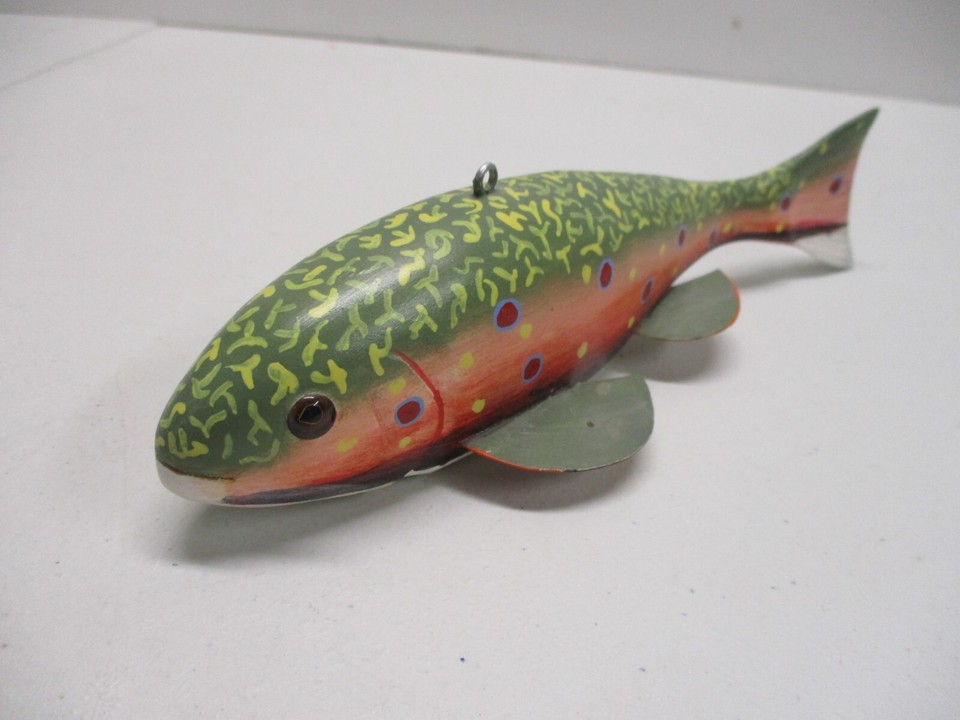 JOHN SNOW BROOK TROUT~NATIVE AMERICAN~FISH SPEARING DECOY~ICE FISHING ...