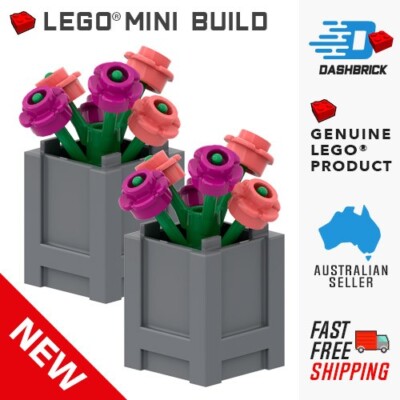 2 x Genuine LEGO® Planter Boxes, Magenta/Coral Flowers [MiniMOC] - NEW ...