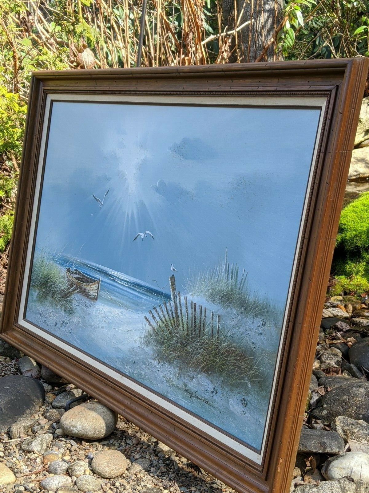 Philip Sandee Signed 36 x 24" Original Oil on Canvas Painting Beach ...
