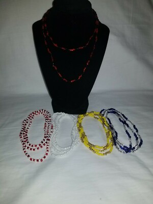 ALL FIVE ELEKES ELEGUA,OCHUN,YEAMYA,CHANGO AND OBATALA GLASS BEADS | eBay