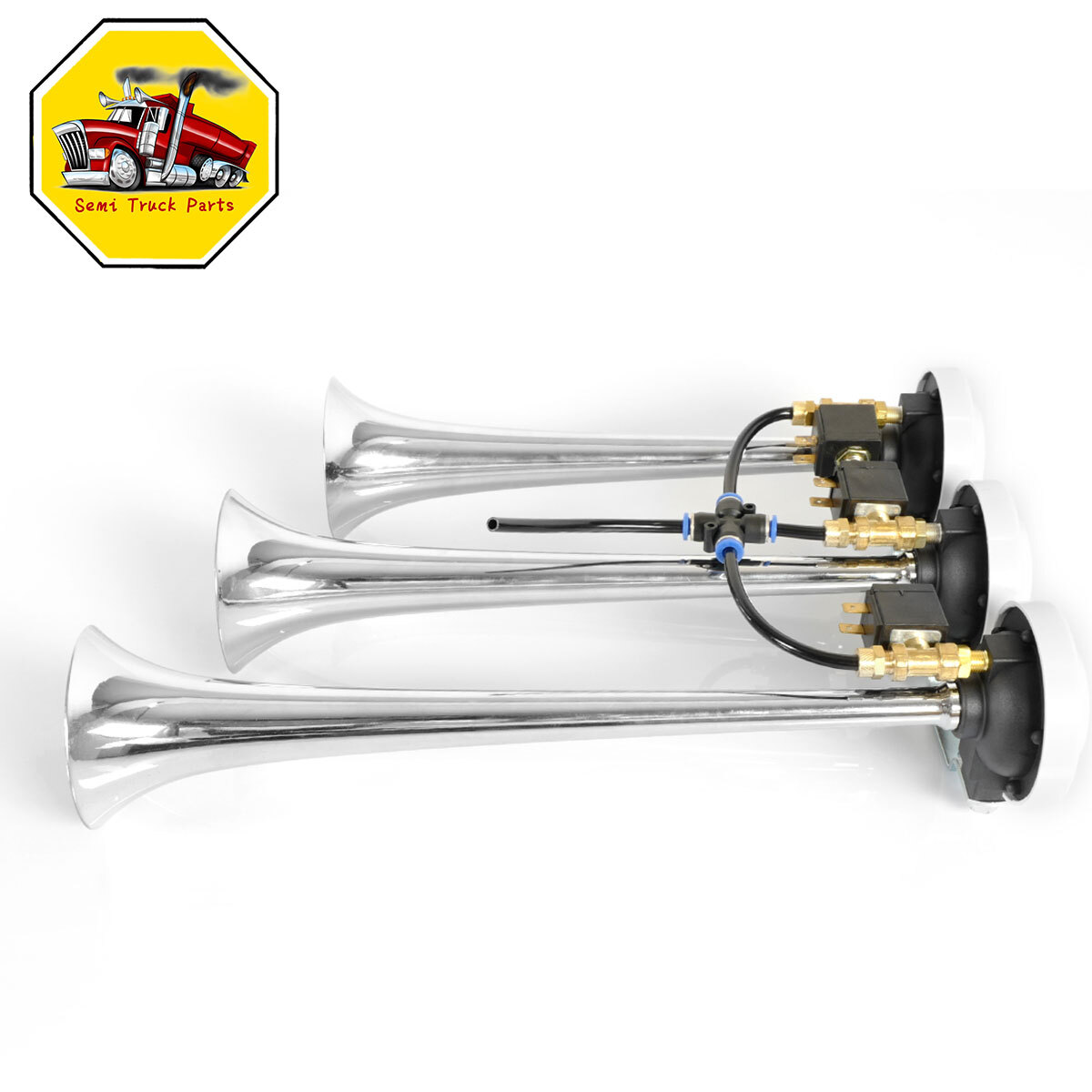 12V/24V Truck Air Horn 3 Trumpet Horns Kit Universal For Car Train Boat ...